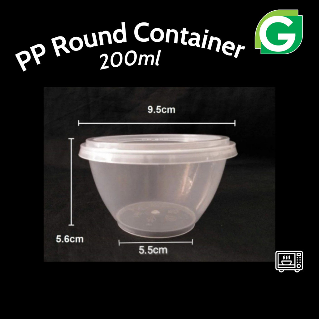 W2 / FC200 - FELTON PP Round Container 200ml / Bekas Makanan Dessert ...