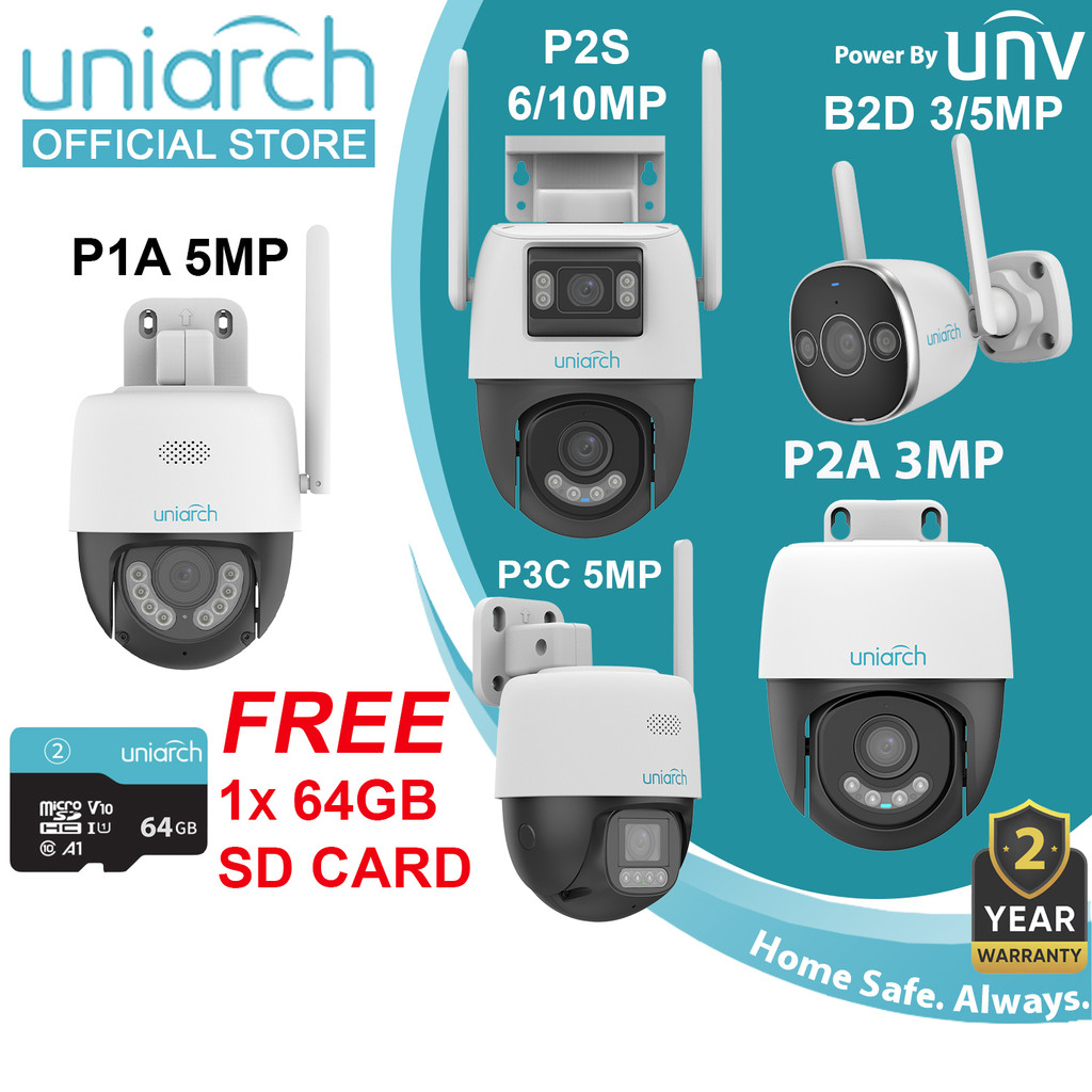 Uniarch Outdoor CCTV Model B2D/P2A 3MP/P1H 3MP/P3C 5MP/P2S Security ...
