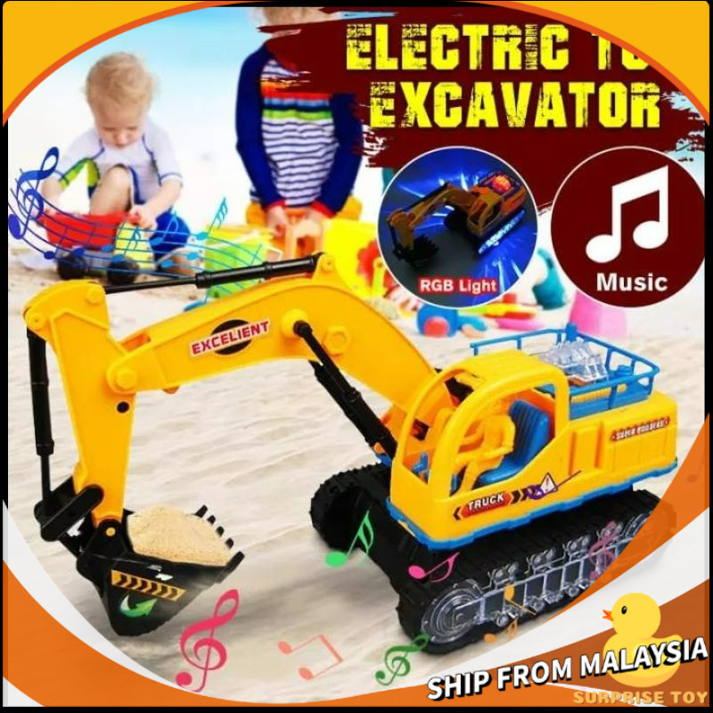 Big Size 3D Light Excavator Toys Construction Truck/Mainan Budak Lelang ...