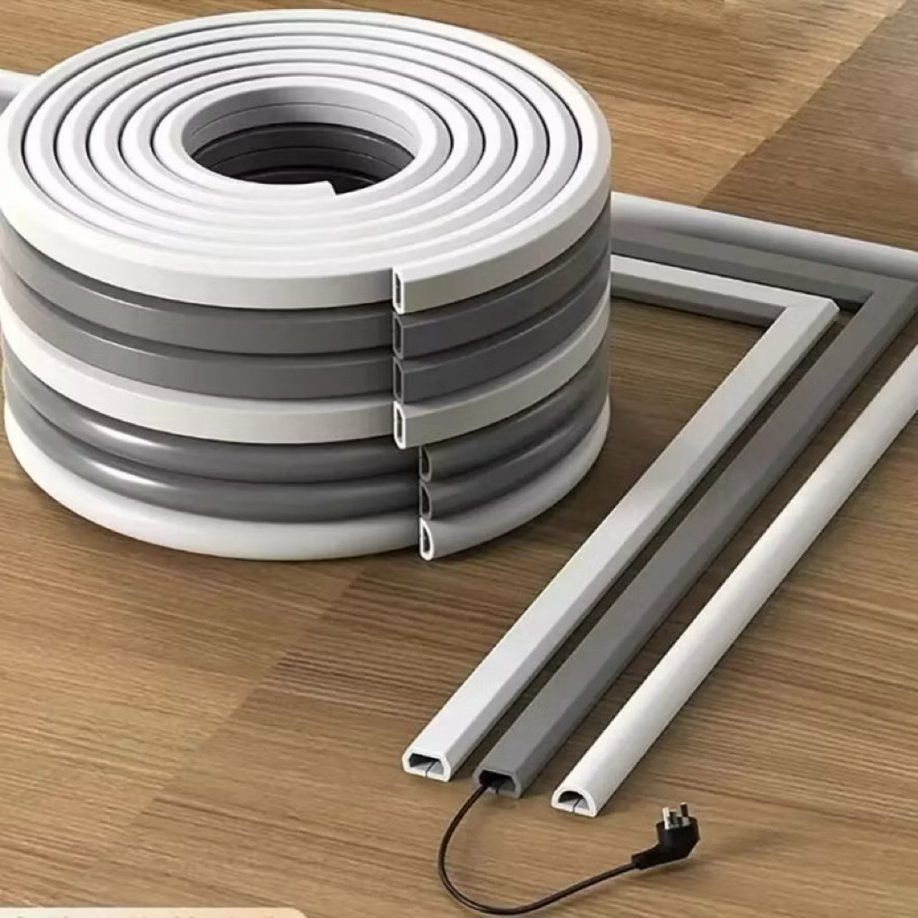 1 Meter 10Meter Black Grey Floor Wall Trapezoid PVC Casing Wiring Round ...