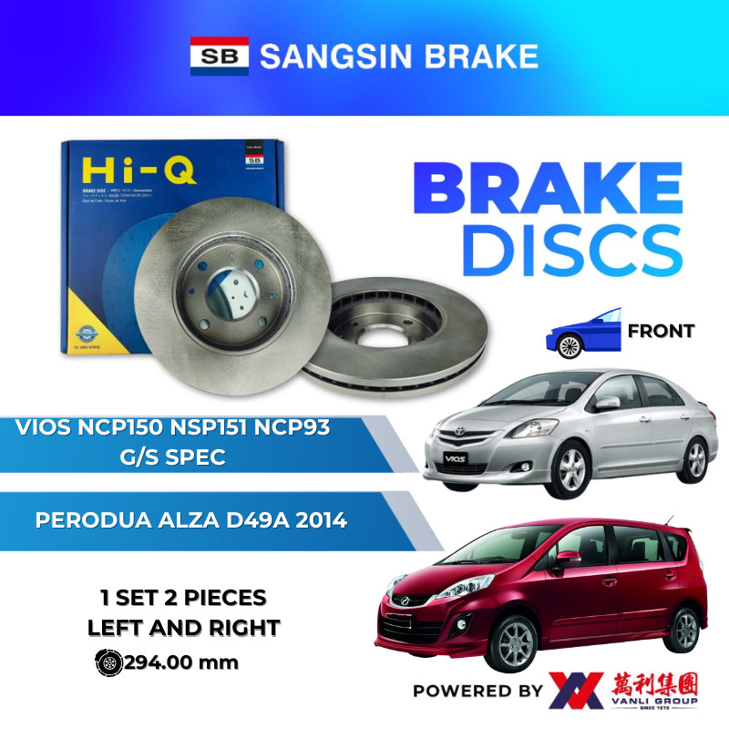 SANGSIN Brake Disc Rotor Front For Toyota Vios NCP93 NCP150 NSP151 E/J ...