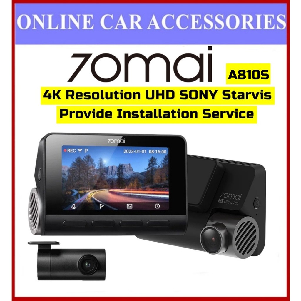 70mai A810S Dash Cam 4K Resolution Sony Starvis Lens Dual Vision Car ...