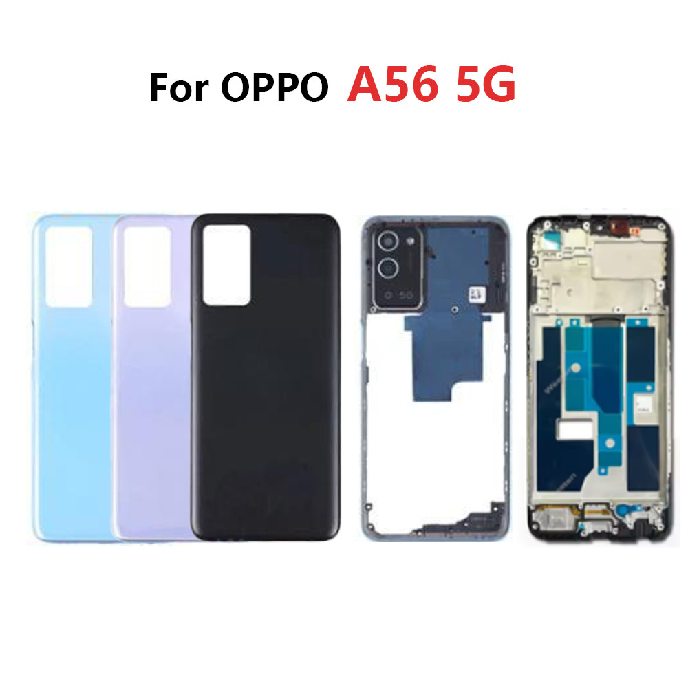 For OPPO A56 5G Back Battery Cover Rear Case + Middle Frame With Camera ...