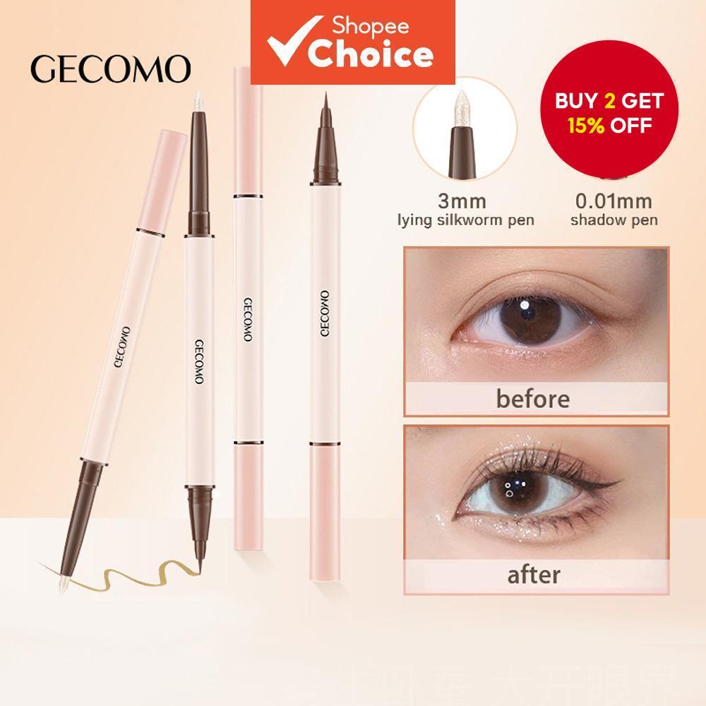 GECOMO Dual-Ended Eye Pencil - 0.01mm Eyeliner & Shimmer Highlighter ...