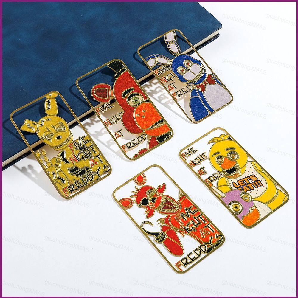 HT FNAF Metal Bookmarks Gift For Kids Freddy Foxy Chica Bonnie Five ...