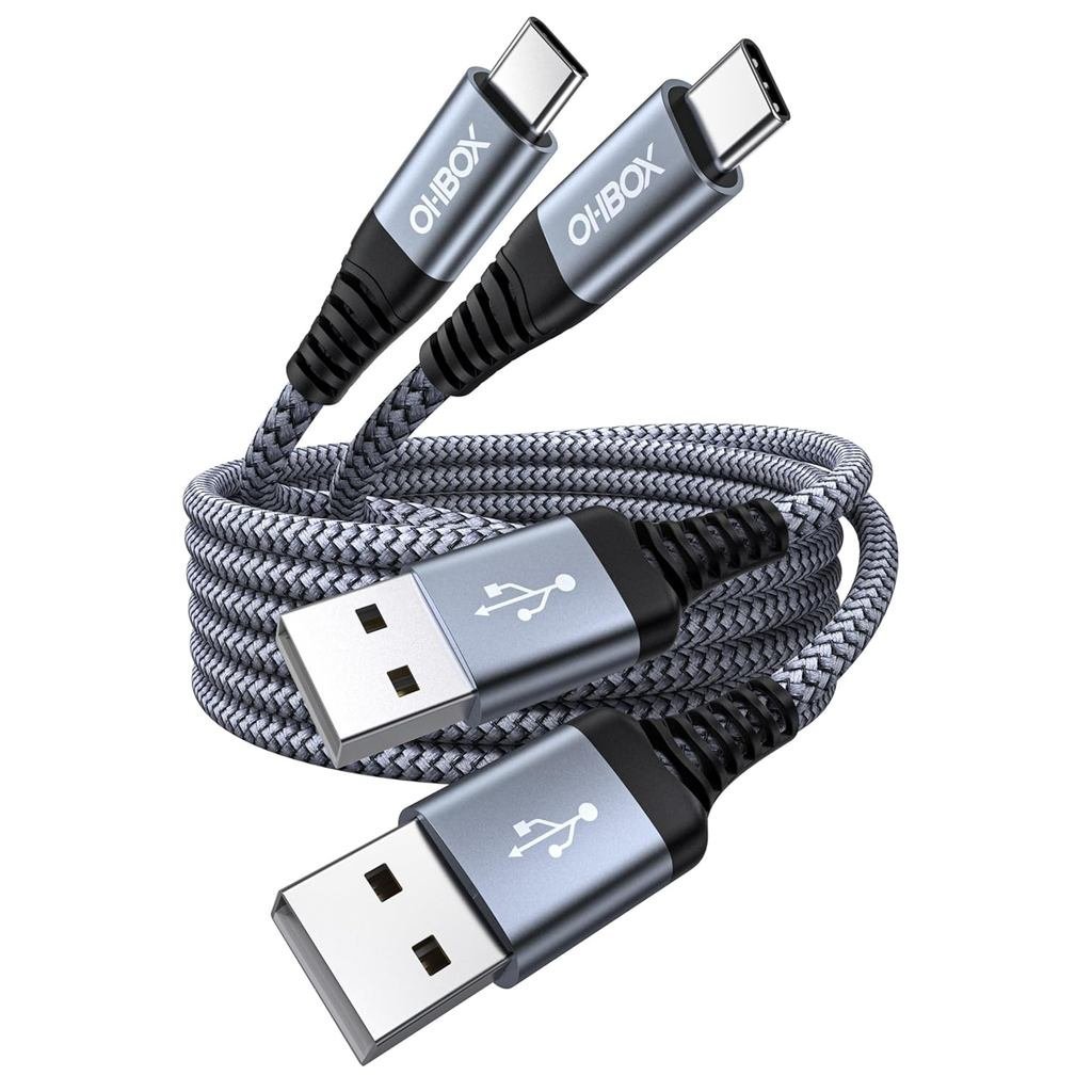 Kabel USB ke USB C 60W Pengecasan Pantas [2 Pek 6FT], Kabel USB A ke ...