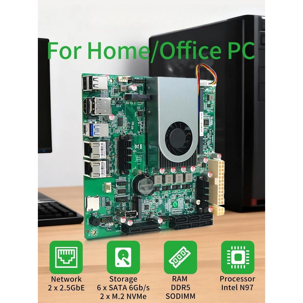 Intel N97 Mini ITX Motherboard CPU Combo Quad-Port 2.5GbE Dual M.2 SSD ...