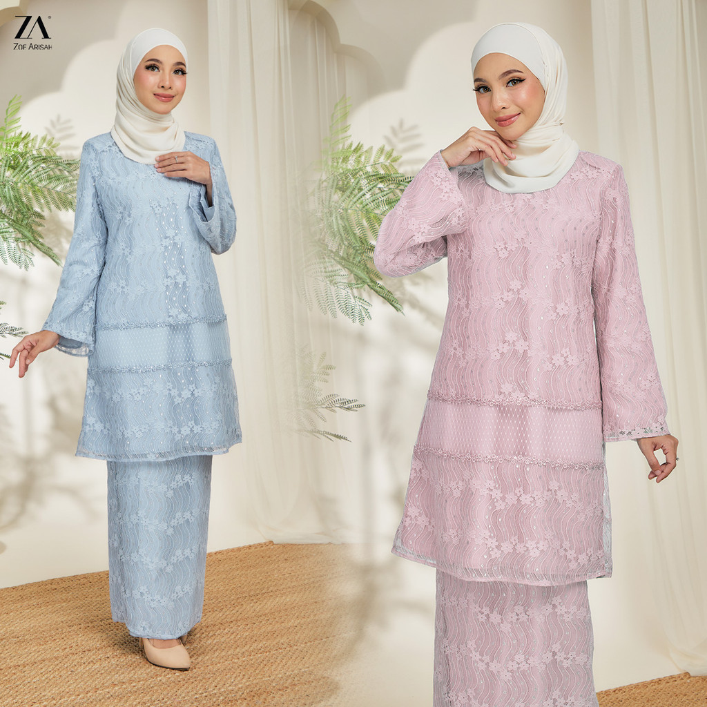 ZOE ARISAH Sutra Kurung Moden 2026 Baju Raya Loose Cutting Labuh Lace ...