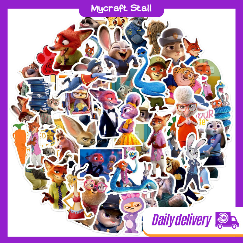100pcs Zootopia Stickers Disney Waterproof Decoration Stickers for ...