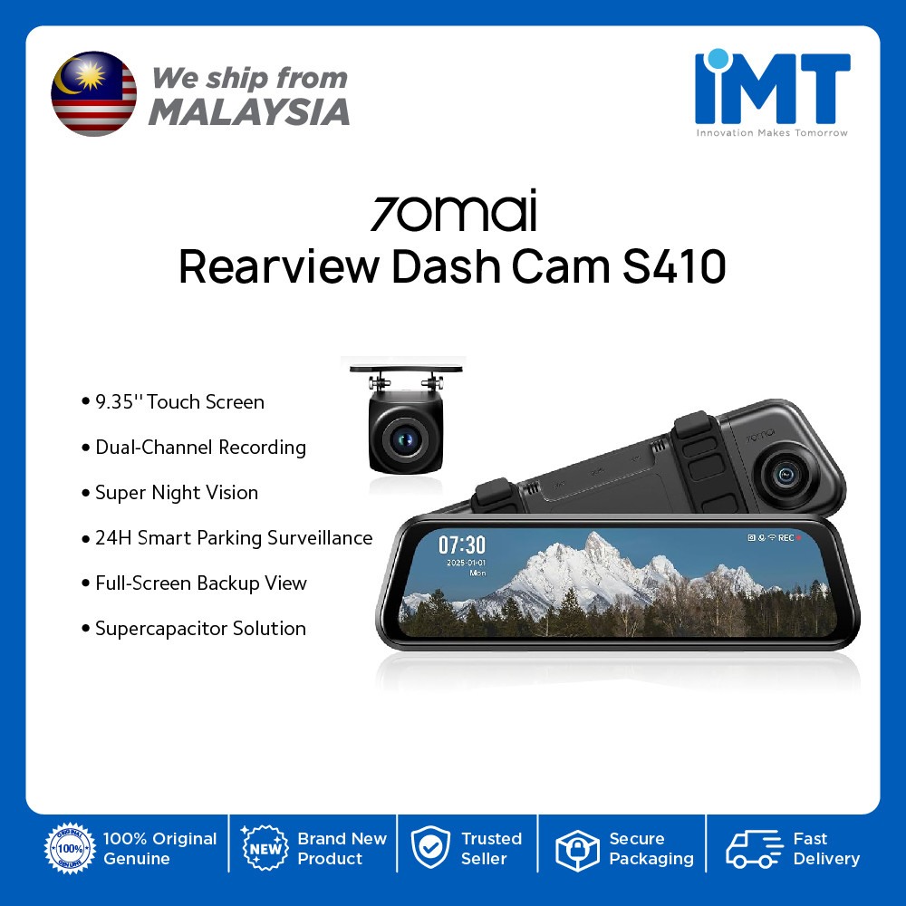 70mai Rearview Dash Cam S410 | 2.5K HDR Image | 9.35'' IPS Touch Screen ...