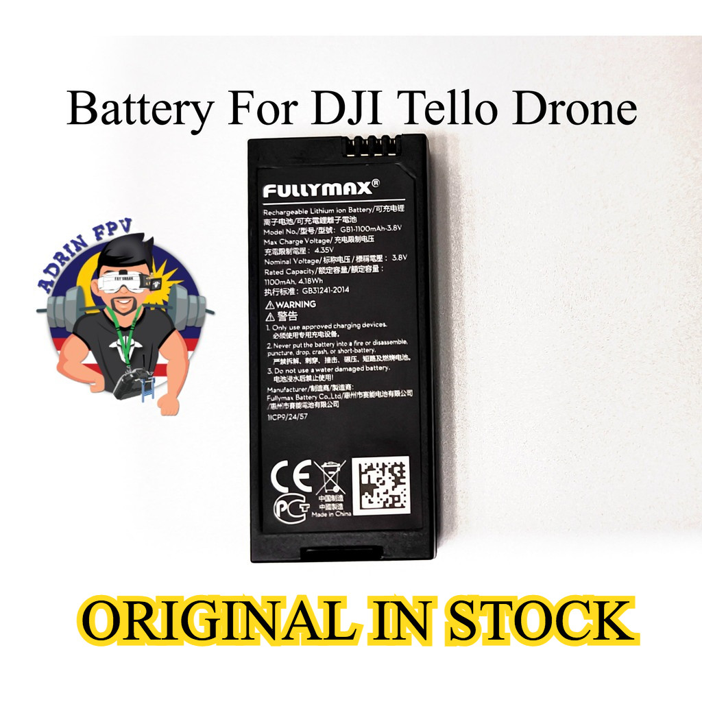 Original Fullymax DJI Tello battery Drone 3.8v lipo for Tello Drone ...