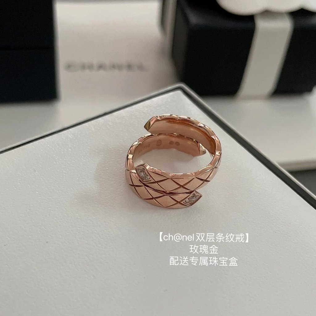 Chanel Sterling Silver coco crush Toi et Moi Series Wide Diamond Double ...