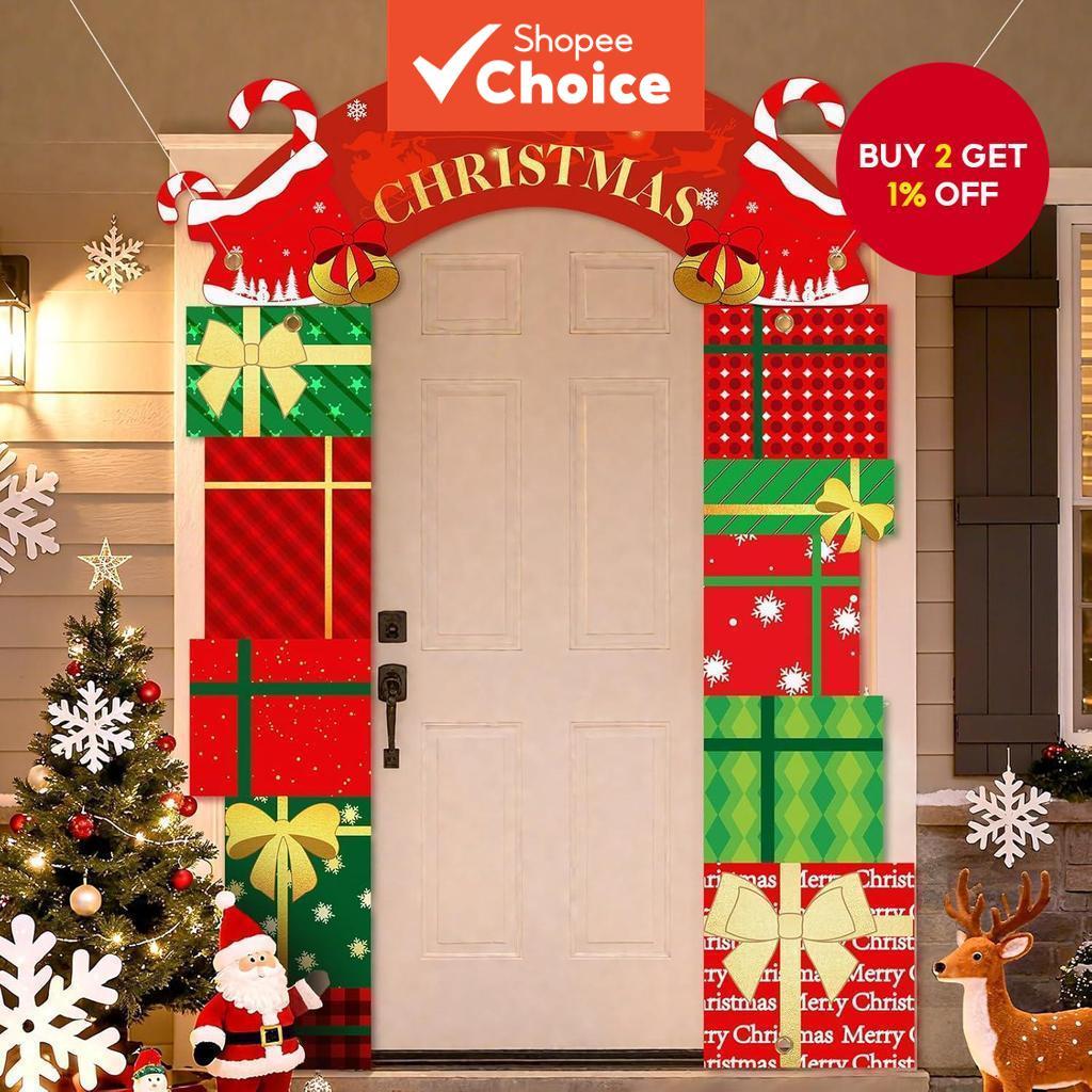 Merry Christmas Porch Banner Gift Box Archway Door Banner for Christmas ...