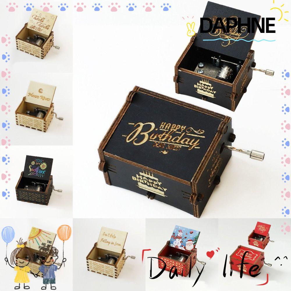 DAPHNE-HOME Wooden Music Box, Hand Crank Crafts Carved Musical Box ...