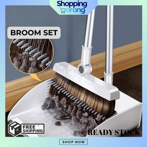 2-in-1 Foldable Broom & Dustpan Set | 180° Rotating Broom Head ...