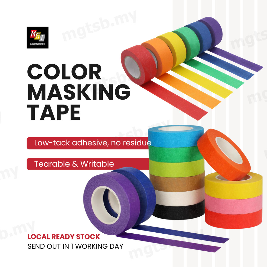 Color Masking Tape Washi Tape Labelling Craft DIY Deco Red Blue Orange ...