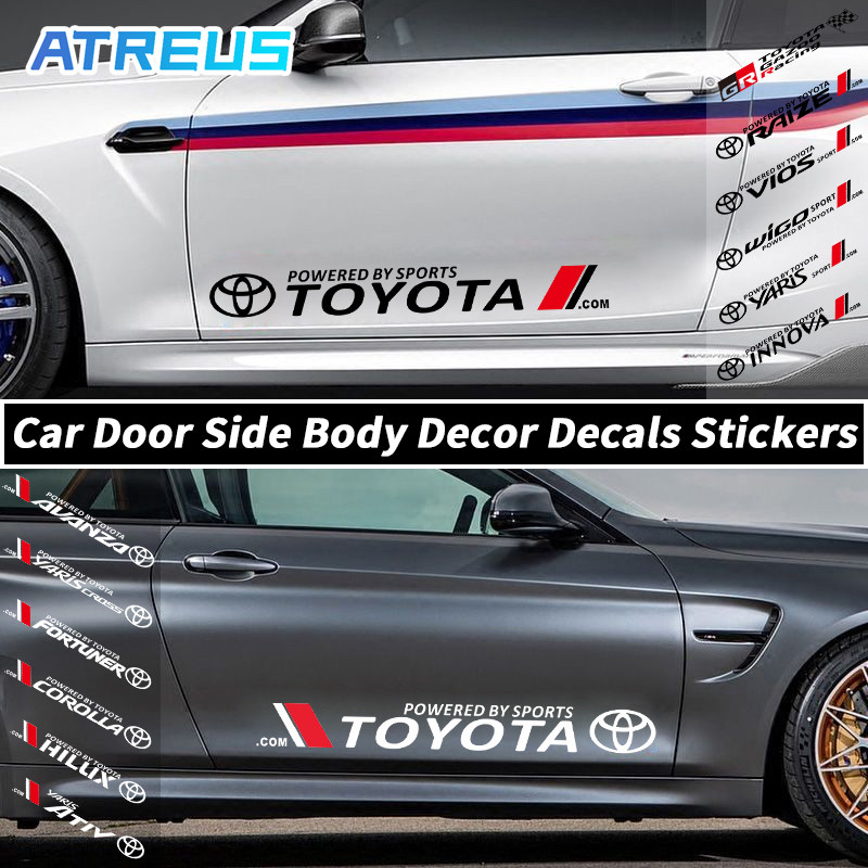 2Pcs Toyota Car Door Side Body Decor Decals Car Sticker Racing ...