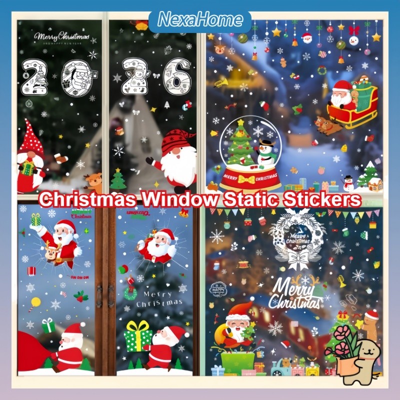 2026 Christmas Window Sticker Merry Christmas PVC Static Sticker ...