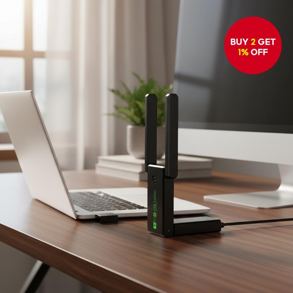 Wireless USB 3.0 WiFi Bluetooth Adapter 1300Mbps with Dual Band 2.4G ...