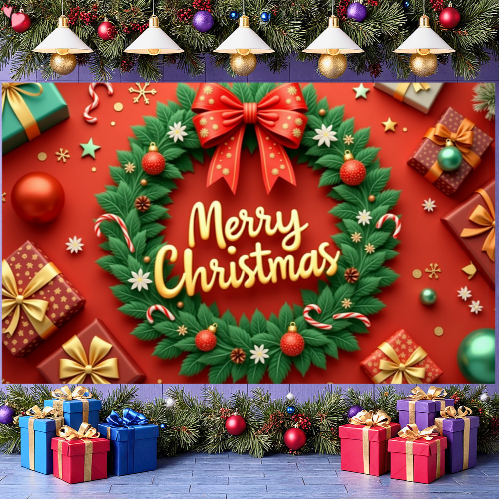 Merry Christmas Banner Red Christmas Backdrop for Party Decorations ...