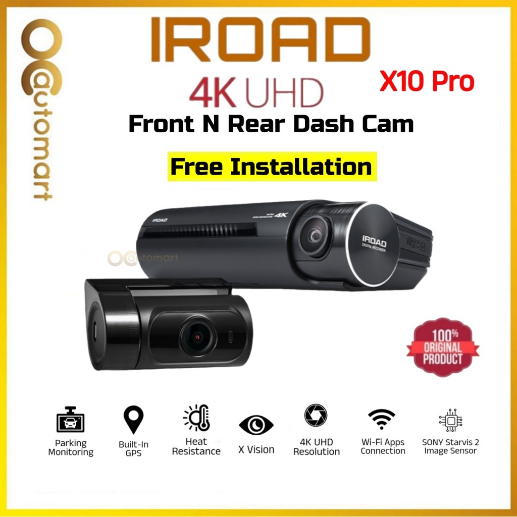 IROAD X10 Pro 128GB Front & Rear 4K UHD Dashcam Car Recorder Night ...