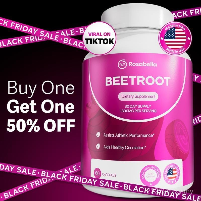 Rosabella Organic Beetroot Capsules (1300mg) for Blood Flow & Heart ...
