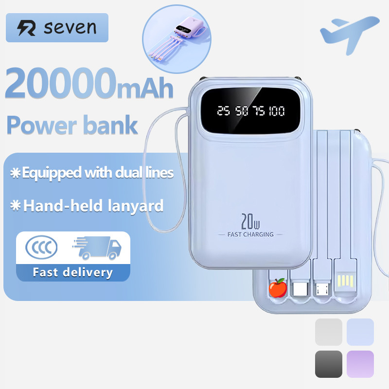 3C Power Bank 20000mAh Built Cables Comes with 4 wires Display ...