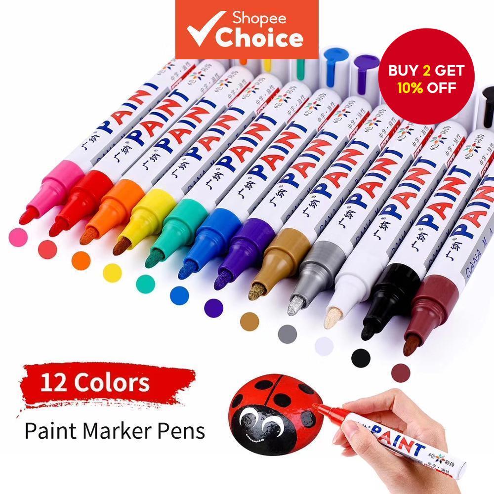 12PCS Permanent Paint Markers – Waterproof Color Pens for DIY, Album ...