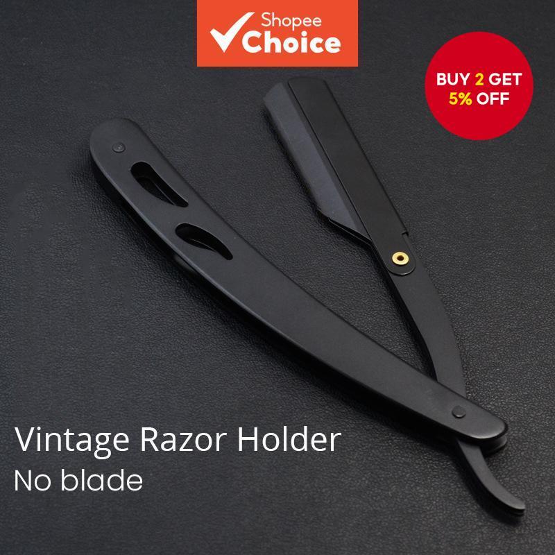 Antique Black Folding Shaving Razor with Single Copper Handle and ...