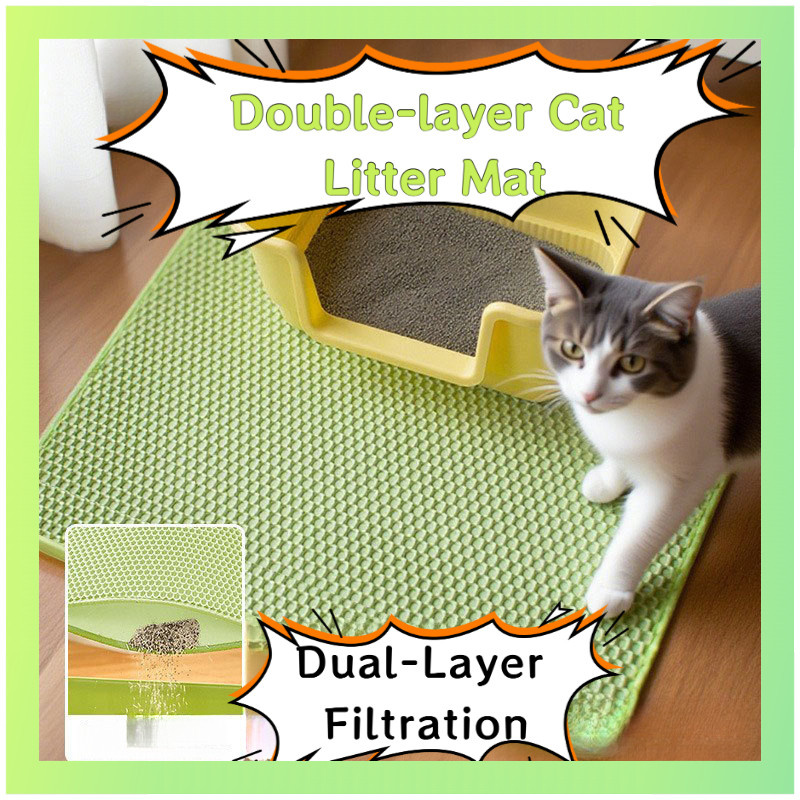 Double-Layer Cat Litter Mat - Anti-Scatter Tracking Trapping Mat, Large ...