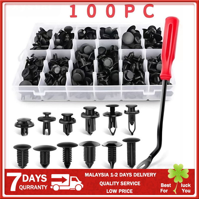 ⭐100pcs Car Clip Car 100 Pcs/box Automobile Bumpers Hole Plastic Push ...