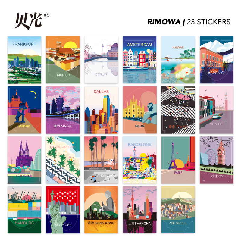 RIMOWA CITY World Famous City Landmark Sticker Waterproof Decorative ...