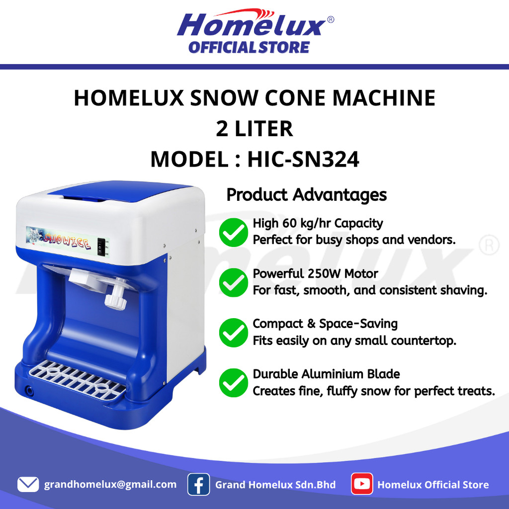 HOMELUX ICE CONE MACHINE ICE SHAVER SERIES HIC-SN324 MESIN PENGISAR AIR ...