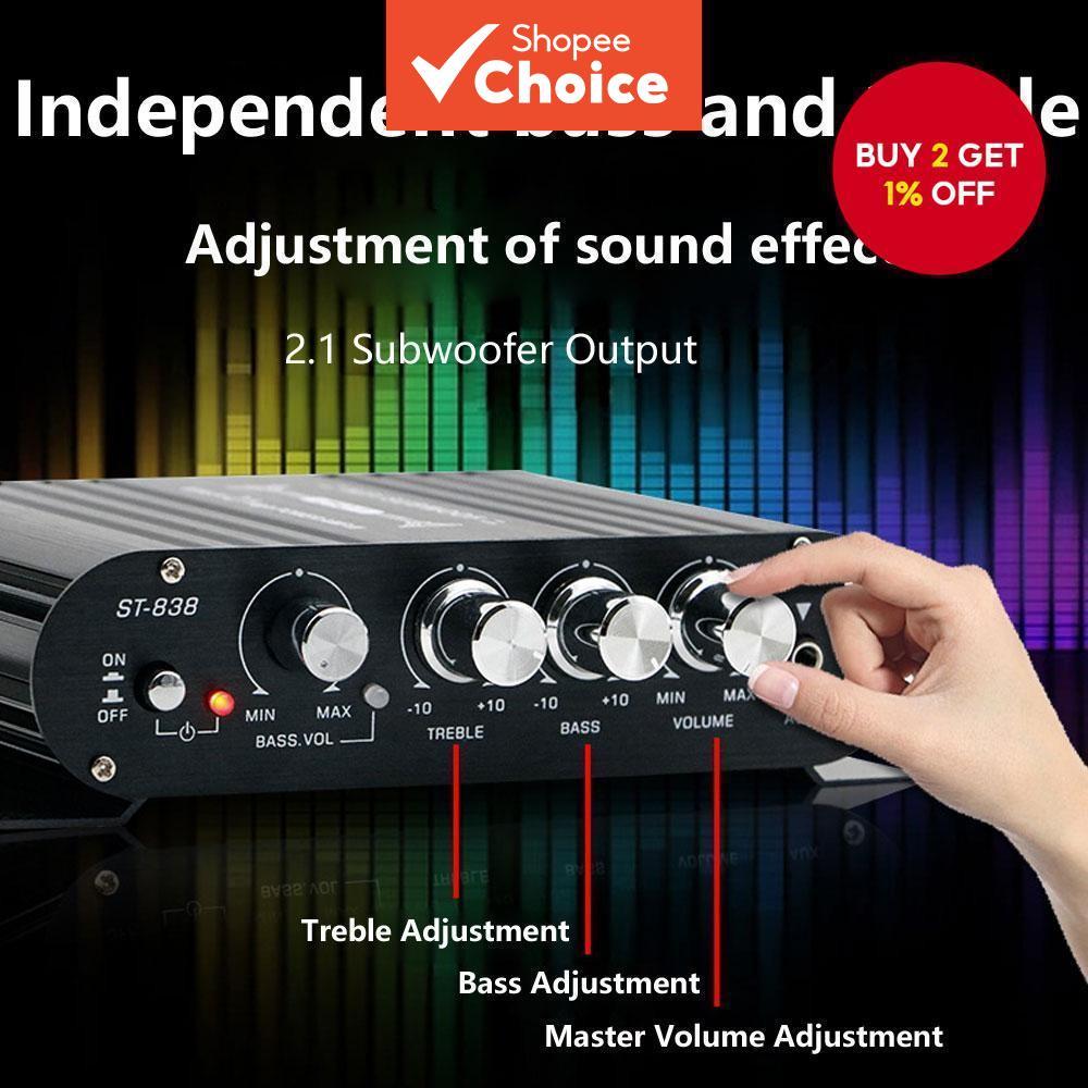 Super Bass HiFi 2.1 Channel Car Mini Amplifier - AUX Input for Improved ...