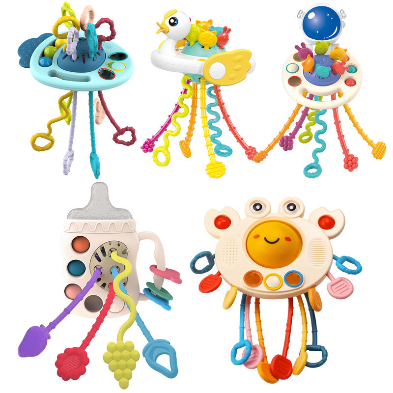 Baby Drawstring Toys Sensory Educational Toys Silicone Drawstring ...