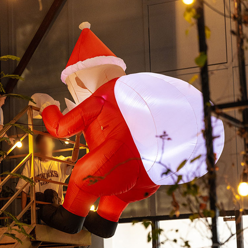 6Ft Hanging Christmas Inflatables Decorations Santa Claus Climbing Wall ...