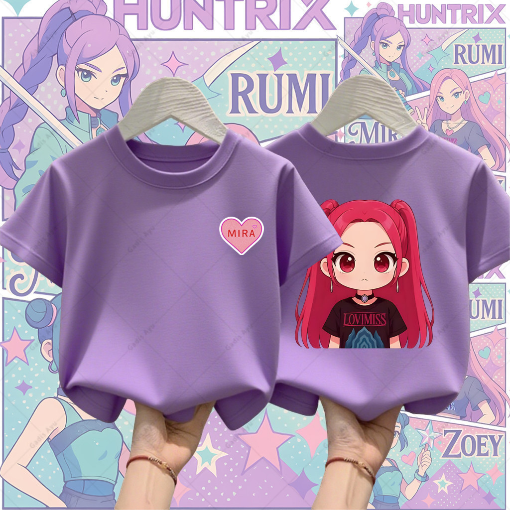 Kpop Devil Hunter Berkualiti Tinggi Huntix Rujinu Crew Leher T-Shirt ...