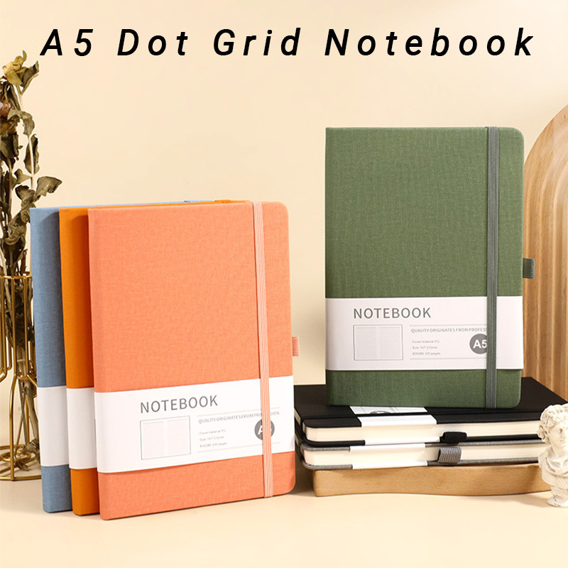 A5 Dot Grid Notebook - Premium PU Leather Business Journal with 200 Eye ...