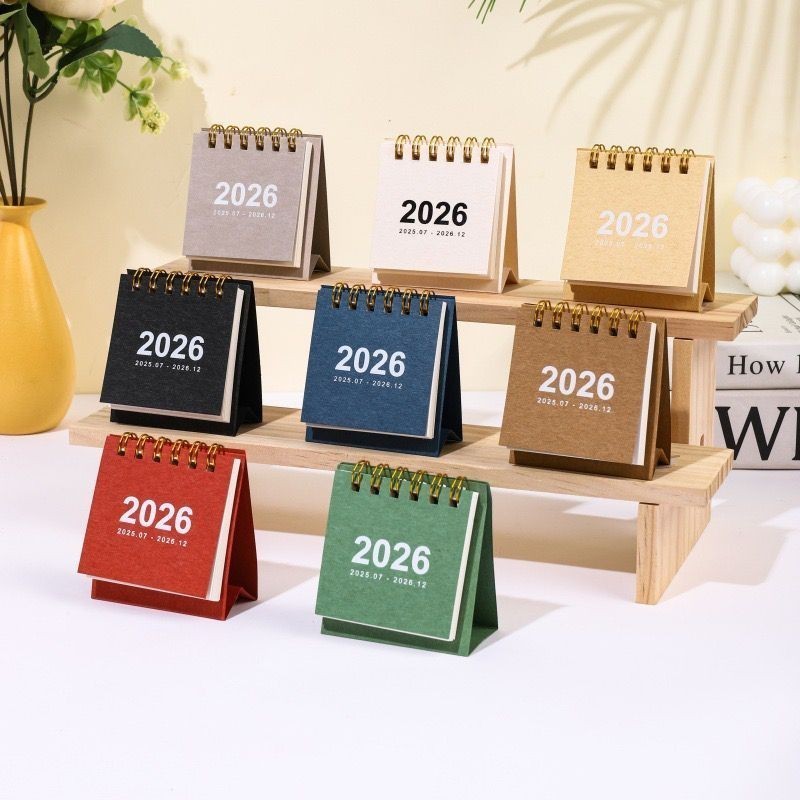 English 2026 Mini Calendars Stationary Table Calendar Cute Door Gifts ...