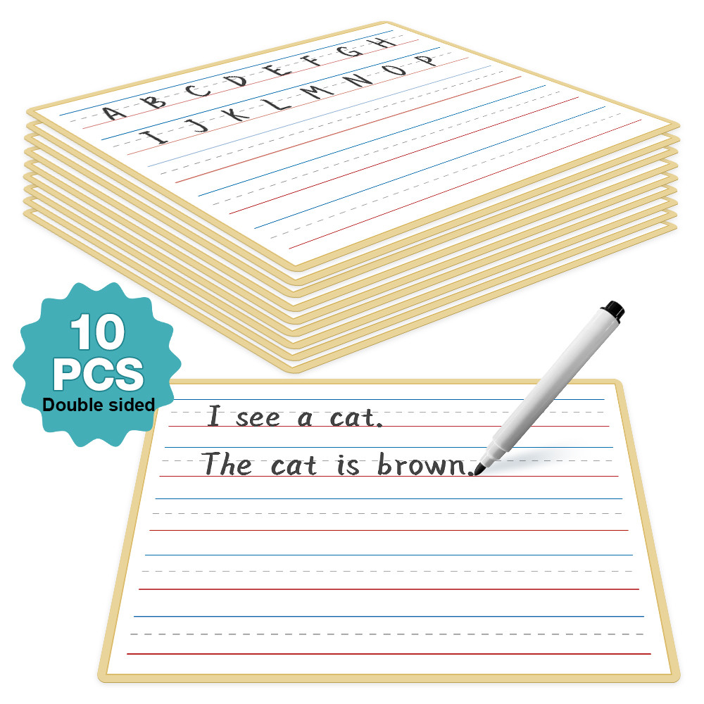 10Pcs Double Sided English Whiteboard for Kids Homeschool Erasable ...