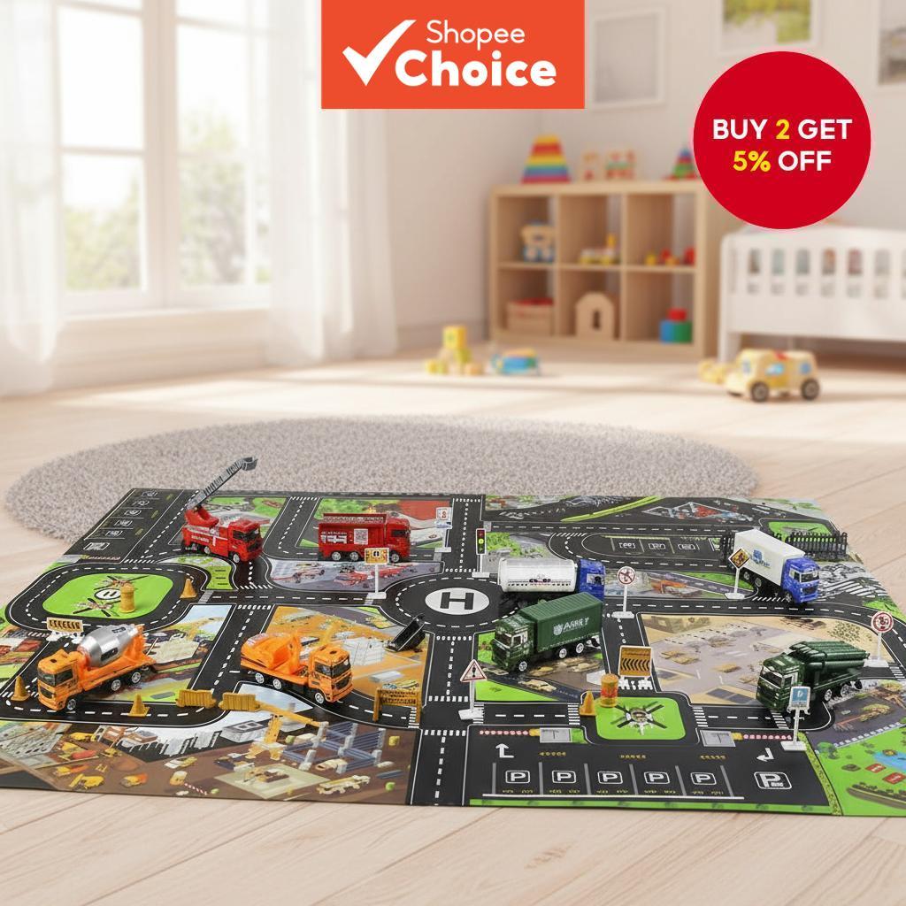 Children's Road Map Toy Mat with Parking Lot, Cars Model, Climbing ...