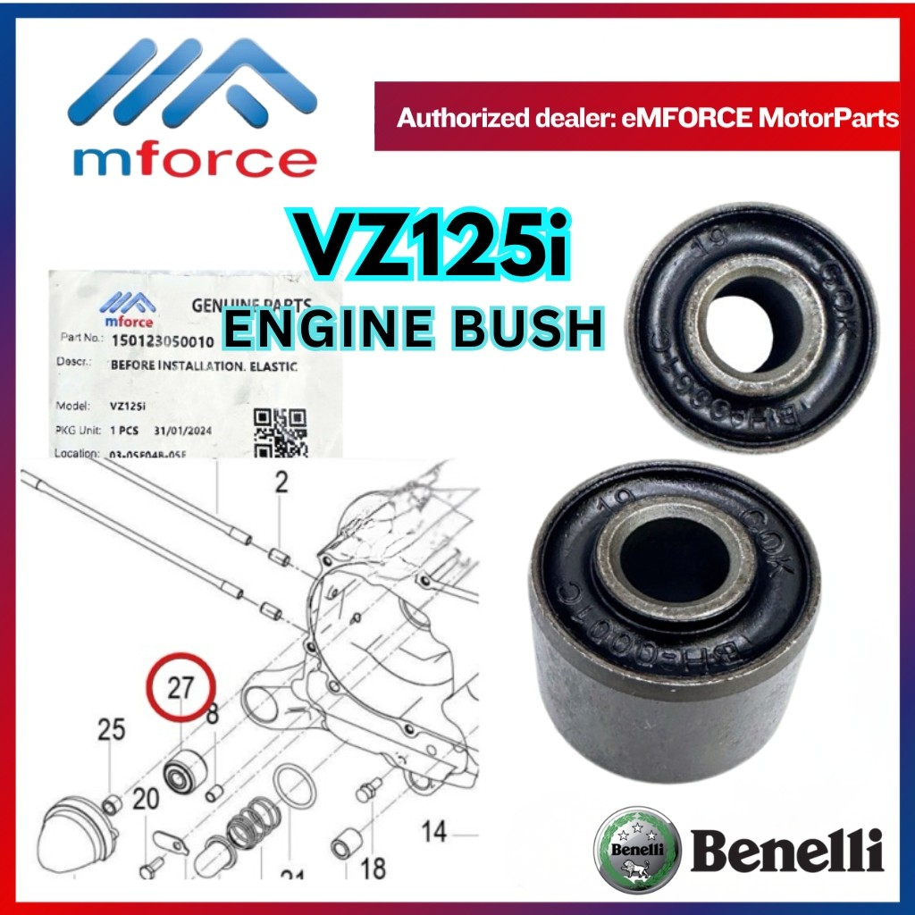 BENELLI VZ125 VZ ENGINE BUSH ENJIN BUSH BEFORE INSTALLATION ELASTIC ...