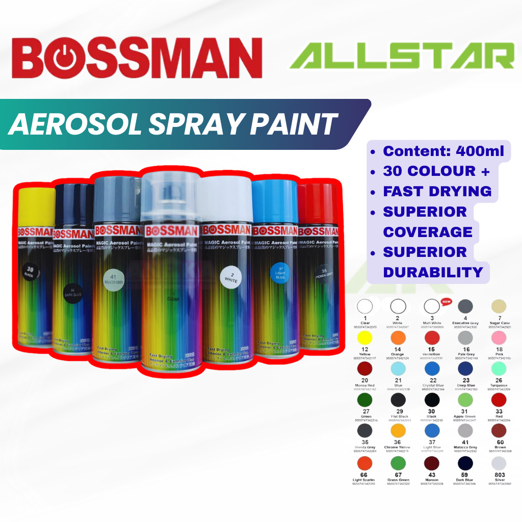 Bossman Spray Paint 400ml – Quick Dry, No Drip, Easy DIY Use | Shopee ...