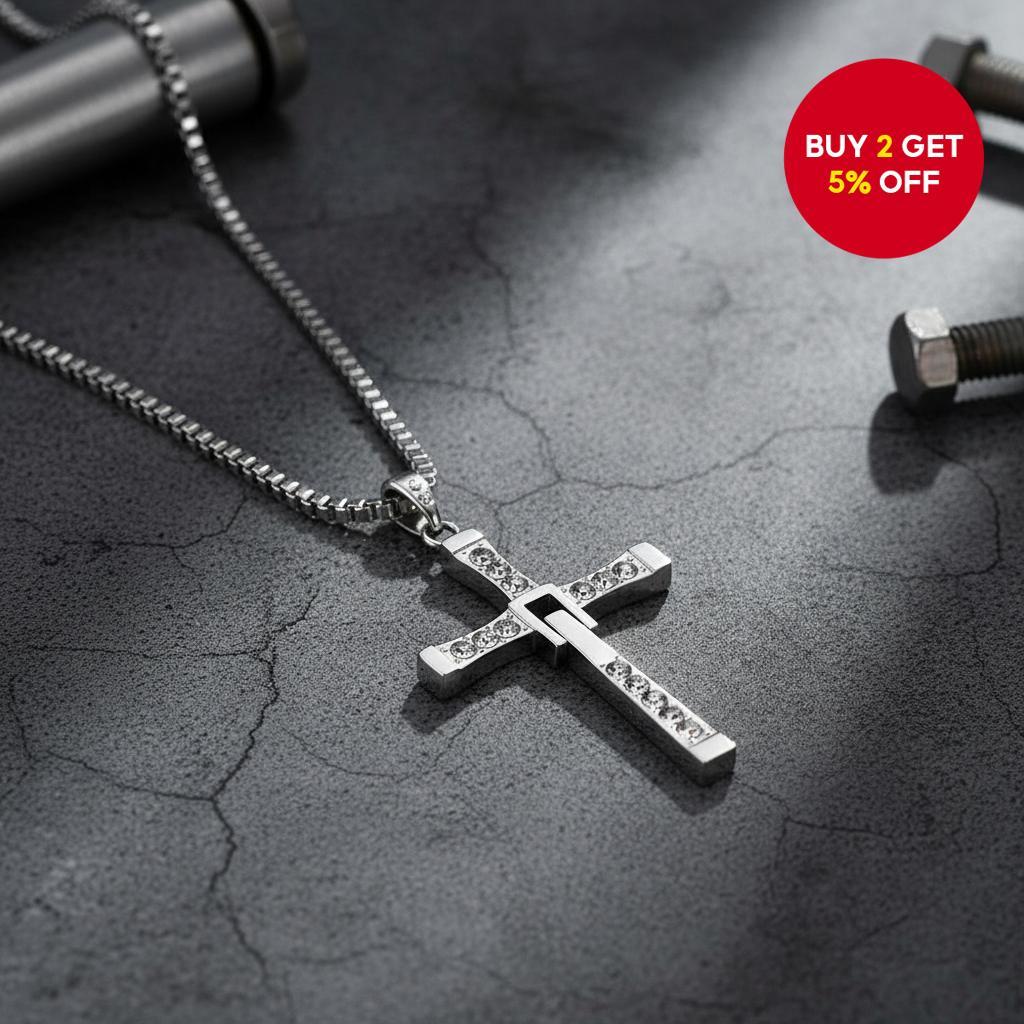 Men's Cross Pendant Necklace with Alloy and Diamond Accents, Inspired ...