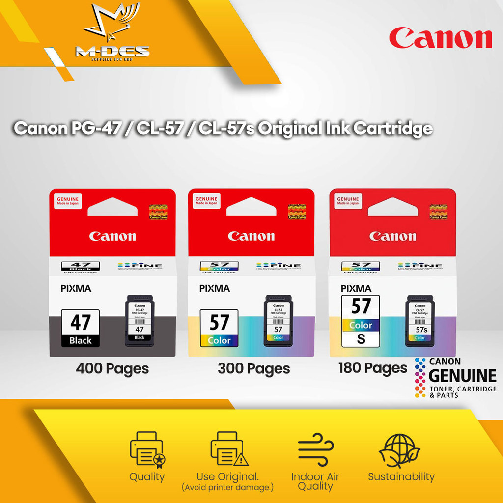 Canon PG-47 (15ML) CL-57 (13ML) CL-57s (8ML) Original Ink Cartridge ...