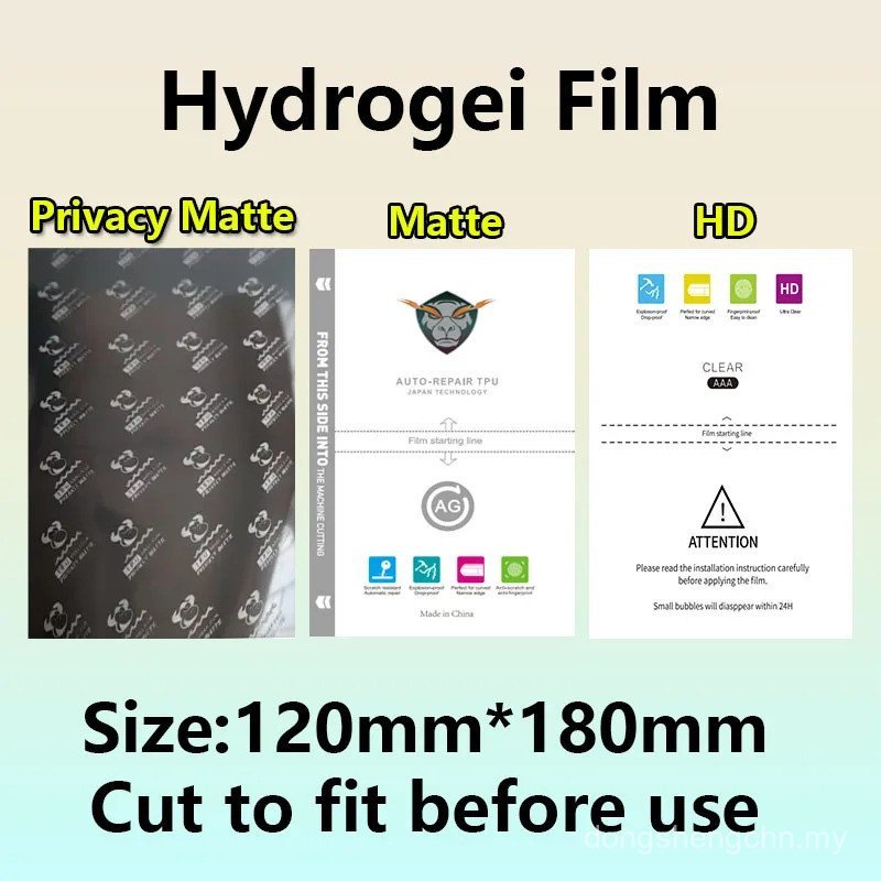 Pelindung skrin gel hidro universal 120*180mm filem pelindung depan dan ...
