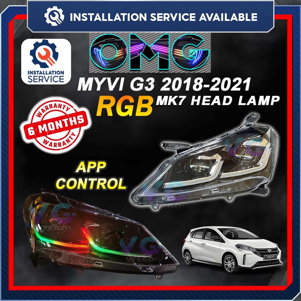 Perodua Myvi Gen3 (2018 - 2021) MK7 RGB Design Breathing Light Bar ...