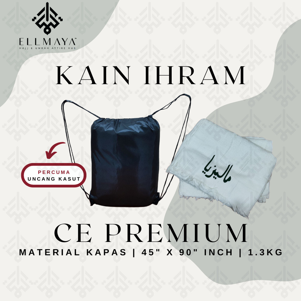 ELLMAYA: Kain Ihram Cotton Towel CE Premium Tebal 1.3kg Ihram Musim ...