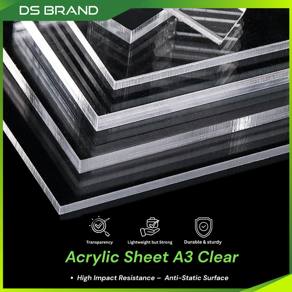 Kepingan Acrylic Clear A3 Transparent Sheet DIY DS BRAND M3 | Shopee ...