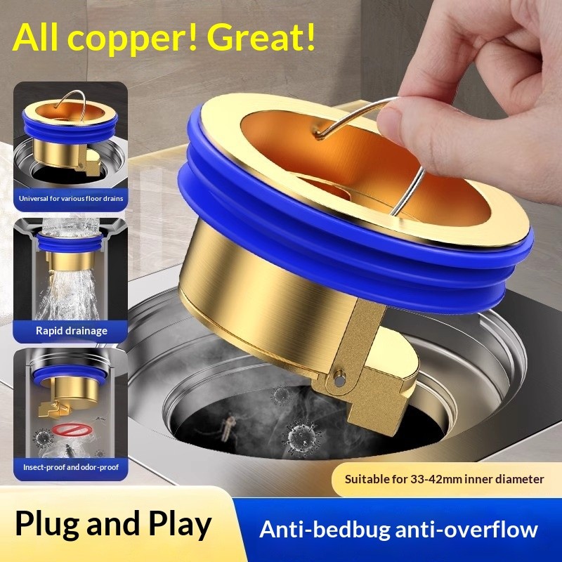 Universal Brass Drain Stopper - Quick Flow, Odor & Insect Proof, Easy ...